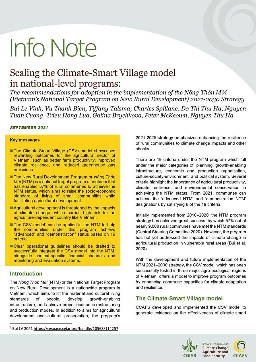 Scaling the Climate-Smart Village model in Vietnam’s National Target ...